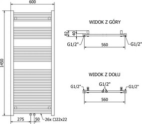Mexen Pluton, elektrické topné těleso 1450x600 mm + topná tyč 900 W, bílá, W106-1450-600-2900-20