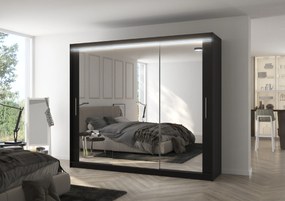 ADRK Furniture Posuvná skříň se zrcadlem a LED osvětlením CHESTER 250 SW-CHE-B-250+L-V377