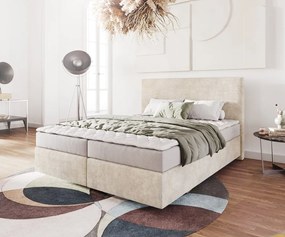Boxspring postel Dream-Well 160x200 cm manšestr béžová s matrací