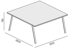 PLAN Kancelářský jednací stůl DOUBLE LAYERS, bez přepážek, bílá / šedá