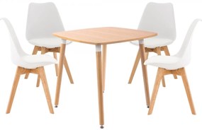 Jídelní souprava židlí a stolu Liborg  (SET 4+1), natura/bílá