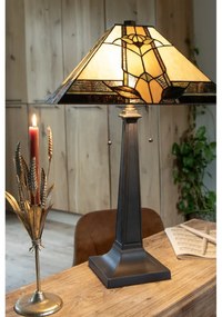 Stolní lampa Tiffany Solei béžová ve stylu art deco – 80 cm