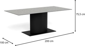 Jídelní stůl Marbella 200 cm šedý mramor/černý