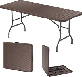 Costway Skládací zahradní stůl v ratanovém vzhledu s HDPE stolní deskou
