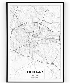 Obraz Mapa Ljubljana 30 x 40 cm - napnuté plátno na dřevěném rámu