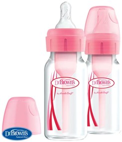 DR.BROWN'S Láhev antikolik Options+ úzká 2x120 ml plast růžová