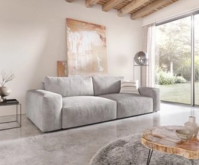 Velká pohovka Lanzo XL 270x125 cm manšestr stříbrnošedá
