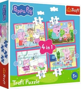 TREFL Puzzle Prasátko Peppa: Dobrodružství 4v1 / 35+48+54+70 dílků / 2