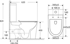 Erga Siena, WC kombi mísa s nádržkou včetně splachovací soupravy 620x365x830 mm + toaletní sedátko, černá matná, ERG-V03-SIENA-RIM-BK