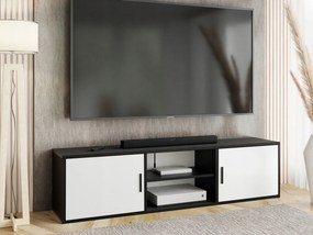 TV skříňka ROJO 3 černý + bílý otevřená TV skříňka s policí
