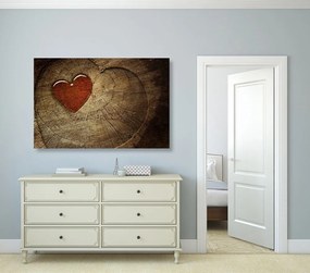 Obraz srdce na pni - 90x60 cm