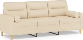 3místná pohovka s polštáři krémová 180 cm textil 3200831