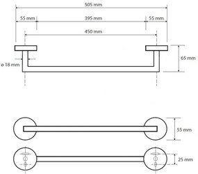 HOPA Držák na ručníky, 505×55×65 mm Barva - 22 - zlatá broušená mat KDBE160204020