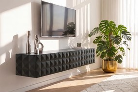 Designový závěsný TV stolek Ladarius 160 cm černé mango