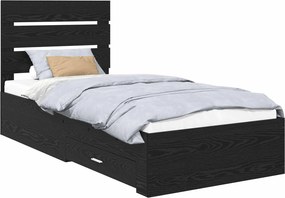 Rám postele se zásuvkou Černý dub 90 x 190 cm Kompozitní dřevo 3412021