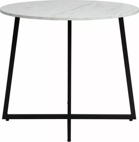 Jídelní stůl Luna 90 cm bílý mramor/černý