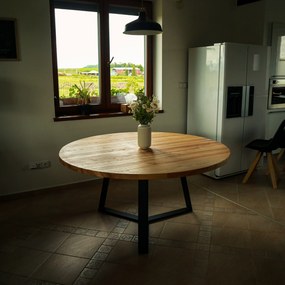 Wudboys Jídelní stůl ROUND Barva kovu: Bílá, Dřevo: Dub lamino - dle vzorníku, Rozměr: Průměr 130 cm, moderní skandinávský styl