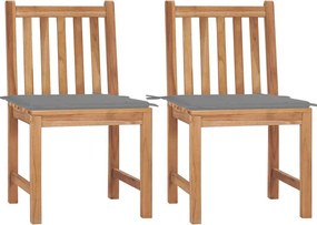 vidaXL Zahradní židle 2 ks s poduškami masivní teakové dřevo [3062924] Barva: Šedá