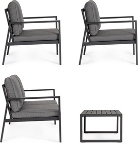 Antracitový hliníkový zahradní lounge set pro 4 Hilde – Bizzotto