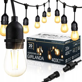Led světelná zahradní Girlanda 1W 20 m 40xE27 lampa