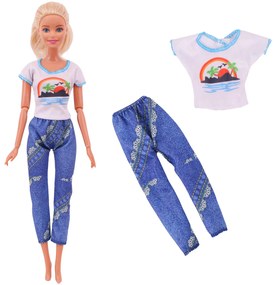 Šatičky pro panenku Barbie - kalhoty + triko (30 cm) Barva: L332