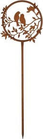 Rustikální rezavý zápich s ptáčky Bird Rust - 32*1*60 cm