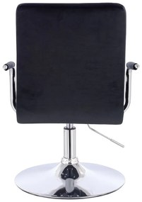 Velurová židle VERONA na kulaté podstavě - černá