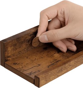 Sada 3 ks nástěnných polic TAYLOR 38x10 cm, rustikálně hnědé