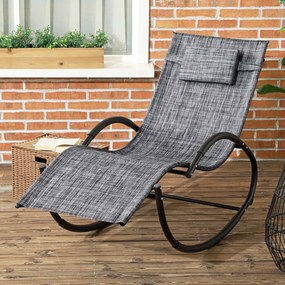 Outsunny Houpací Křeslo, Ergonomický Sluneční Ležící Křeslo do Zahrady, s Opěrkou Hlava, Houpací Křeslo, Textilene, pro Vnitřní a Venkovní Použití, Š…