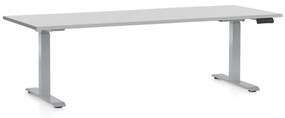 Výškově nastavitelný stůl OfficeTech D, 200 x 80 cm, šedá podnož, světle šedá