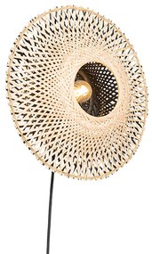 Orientální nástěnná lampa bambus 35 cm se zástrčkou - Rina