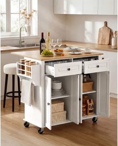 Kuchyňský ostrůvek s úložným prostorem, Se 2 zásuvkami VEVOR – 900 × 395 × 15 mm