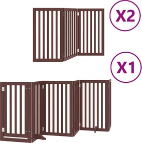 Zábrana pro psy s dvířky skládací 12 panelů hnědá 600 cm topol 3155663