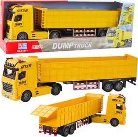 LEAN Toys Přepravní kamion se zdvihacím návěsem, světla, zvuky, žlutý