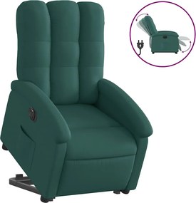 Elektrické zvedací polohovací křeslo tmavě zelené textil 3204122