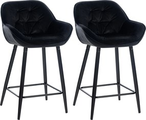 Sada 2 barových židlí Gibson samet – černá