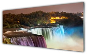 akrylový obraz Les Vodopád Příroda 125x50 cm