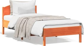 vidaXL Rám postele s čelem voskově 90 x 200 cm masivní borovice [842618] Barva: Hnědá