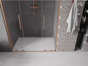 Mexen Velar L Duo, posuvné sprchové dveře do otvoru 140 cm, 8mm čiré sklo, měděná matná, 871-140-003-02-65