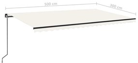 vidaXL Ručně zatahovací markýza 500 x 300 cm krémová