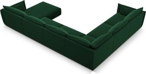 Tmavě zelená sametová rohová pohovka (levý roh/do "U") Vanda – Mazzini Sofas