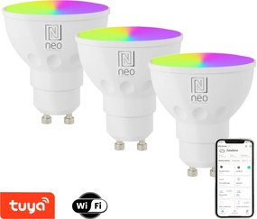 Led žárovka immax neo lite gu10 6w rgb+cct, barevná a bílá wifi - balení 3 ks