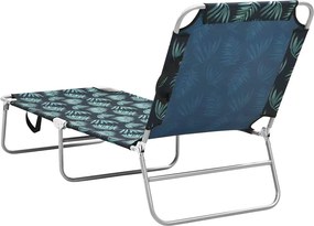 Skládací zahradní lehátko ocel a textil potisk se vzorem listů 310331