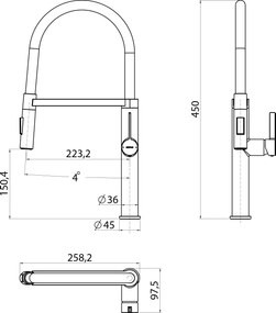 Sapho Sapho, ATON stojánková dřezová baterie se sprškou, černá mat, EV125B