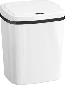HOMCOM automatický kuchyňský odpadkový koš 15 L, bezdotykový senzorový koš, 27,6 x 21,4 x 33,5 cm, bílý