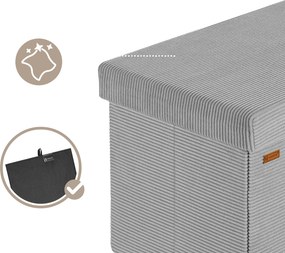 Lavice s úložným prostorem šedý manšestr 76x38x38cm MDF skládací