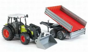 Bruder 02112 TRAKTOR CLAAS NECTIS s předním nakladačem a přívěsem