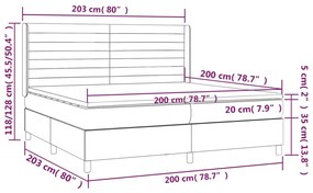 Box spring postel s matrací a LED černá 200x200 cm samet,  3139645