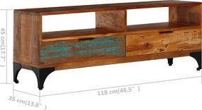 vidaXL TV stolek mangovníkové dřevo 120 x 35 x 45 cm [247325] Barva: Hnědá