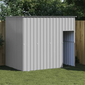 Psí bouda se střechou světle šedá 214 x 153 x 181 cm ocel 172372